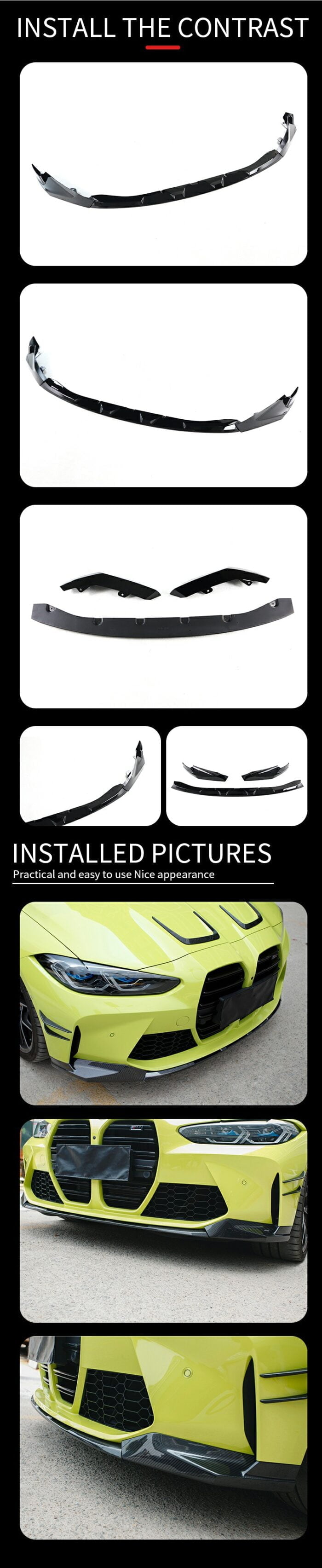 BMW G80 G82 M3 M4 MP Style Gloss Black Front Bumper Lip – Guangdong ...