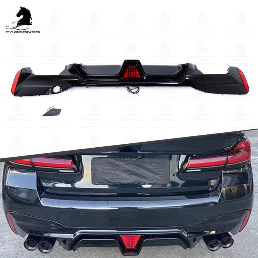 BMW G30 CS Style Gloss Black Rear Bumper Diffuser LED – Guangdong ...
