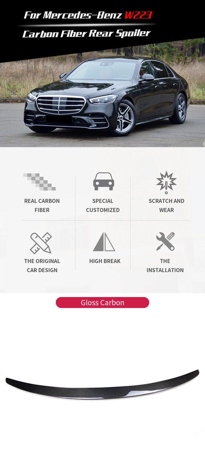 Mercedes Benz W223 AMG style Carbon Trunk Spoiler – Guangdong Carbonss ...