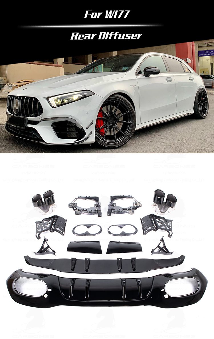 Mercedes Benz W177 A45 style Gloss Black Rear Bumper Diffuser ...